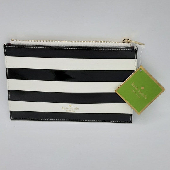 kate spade | Bags | Kate Spade Black And White Striped Pencil Pouch Or ...